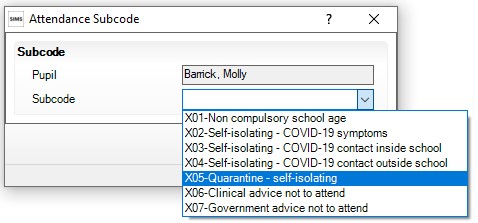 SIMS Covid Attendance Sub-Codes | School Business Services